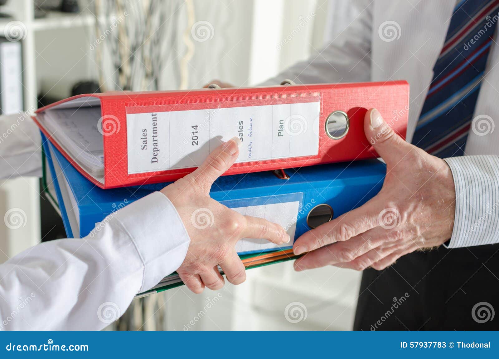 Secretary Giving Binders To Her Manager Stock Image - Image of storage ...
