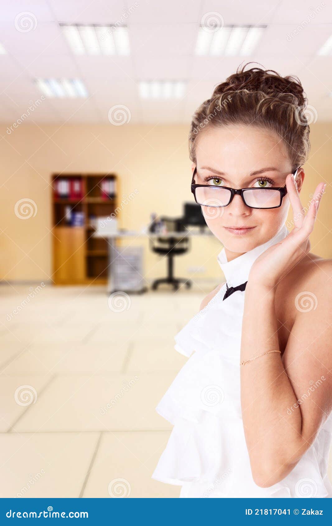 Secretary in glasses stock image. Image of indoor, eyes - 21817041