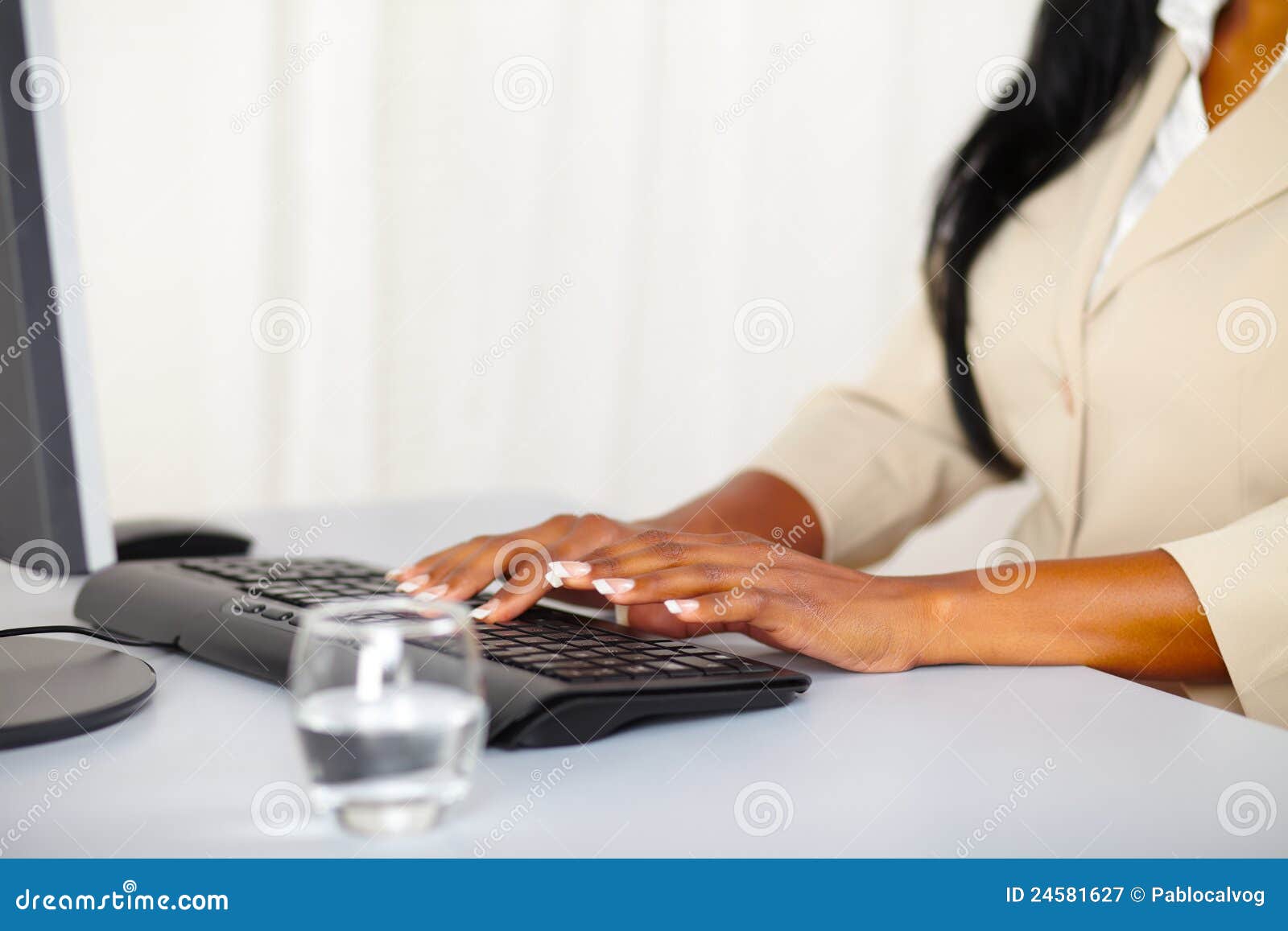 Secretary Hands Working on Computer Stock Image - Image of keyboard ...
