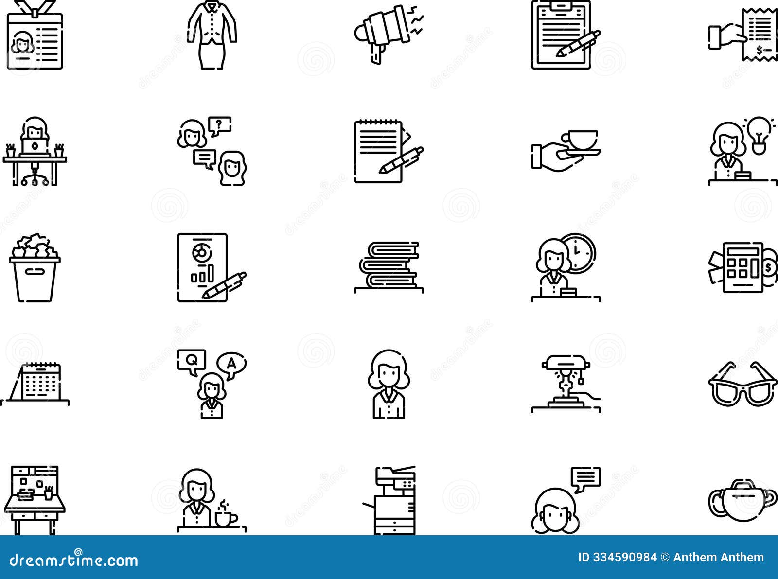 Secretary Icons Collection is a Vector Illustration with Editable ...