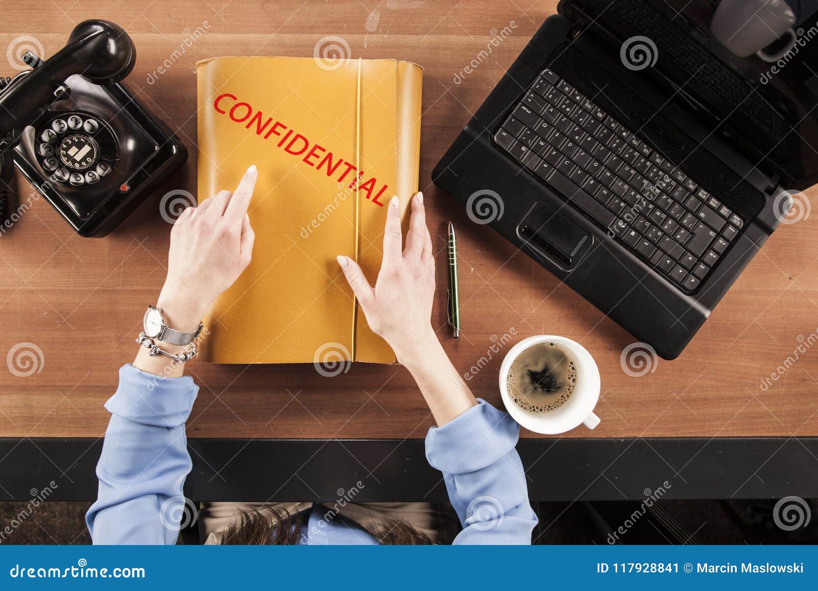 The Secretary Keeps Confidential Documents, View from the Top of Stock ...