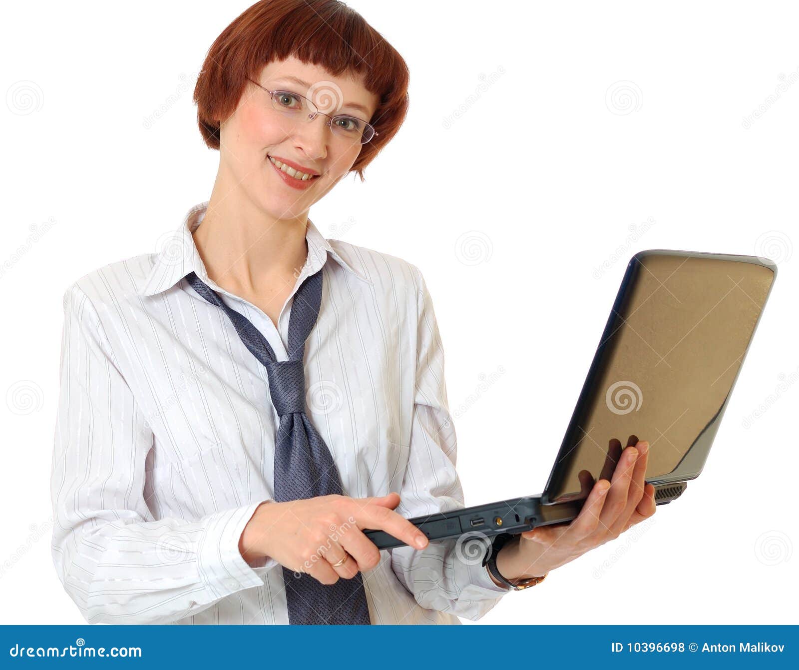 Secretary with the laptop stock photo. Image of computer - 10396698