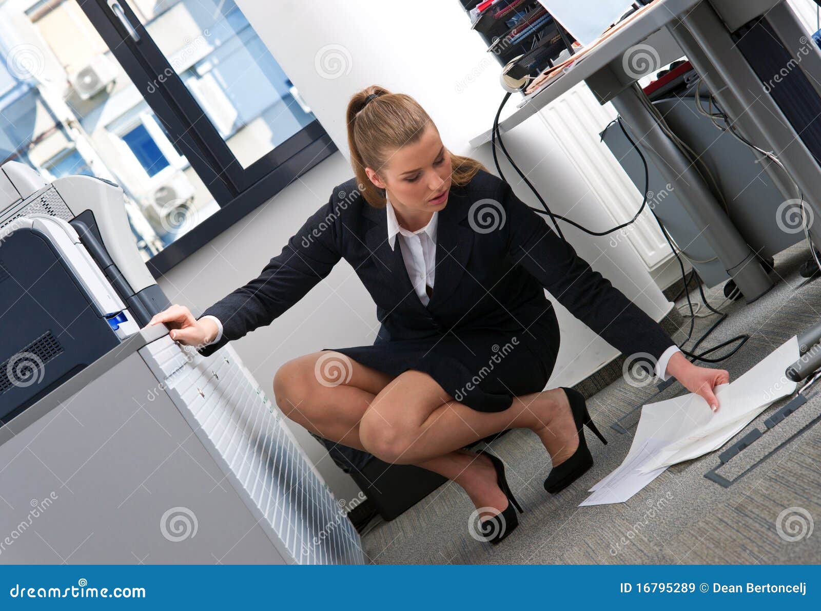 Secretary Lifting Papers from the Floor Stock Image - Image of lady ...