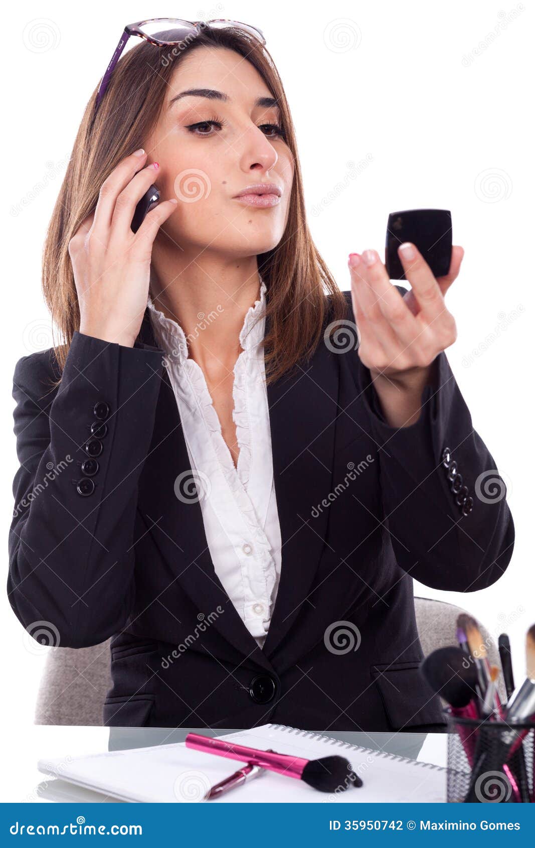 Secretary in the Make-up Work Stock Photo - Image of female, attractive ...