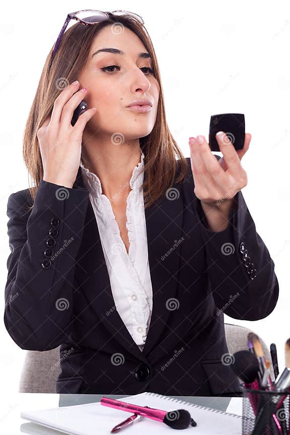 Secretary in the Make-up Work Stock Photo - Image of female, attractive ...
