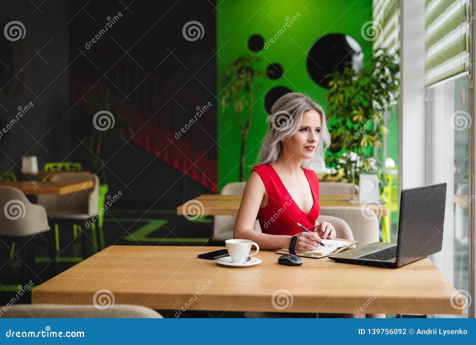 The Secretary Makes the Report. Work at the Computer Stock Photo ...
