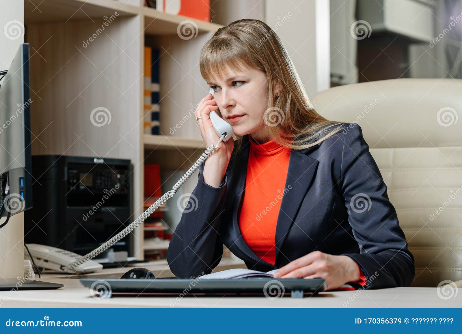 Secretary Works at the Computer in the Office Stock Image - Image of ...