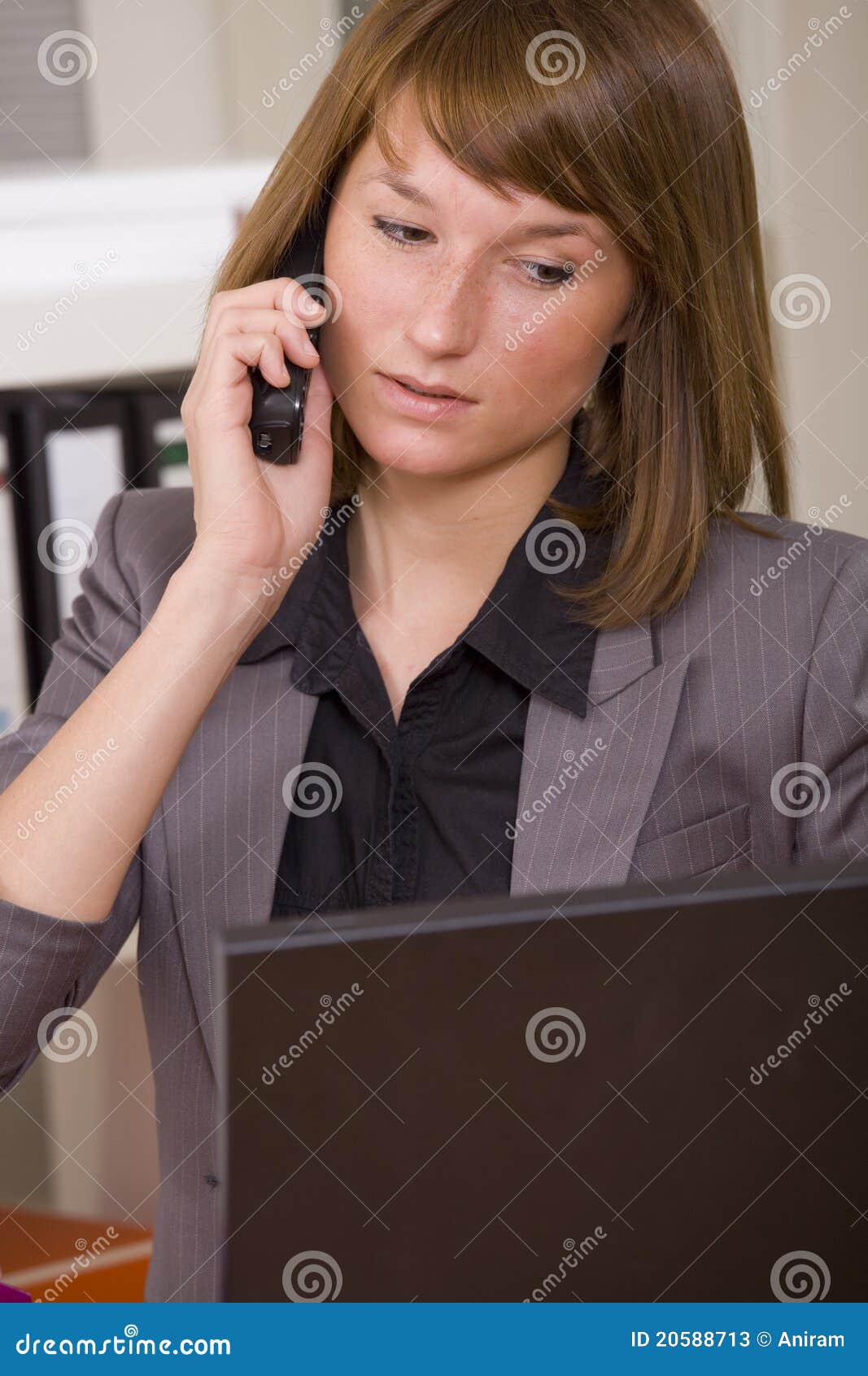 Secretary on phone stock image. Image of portrait, businesswoman - 20588713