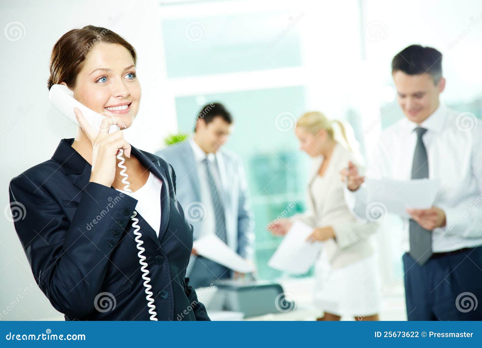 Secretary on the phone stock photo. Image of cheerful - 25673622