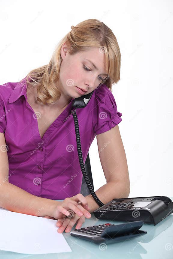 Secretary on the phone stock photo. Image of adult, hand - 33678768