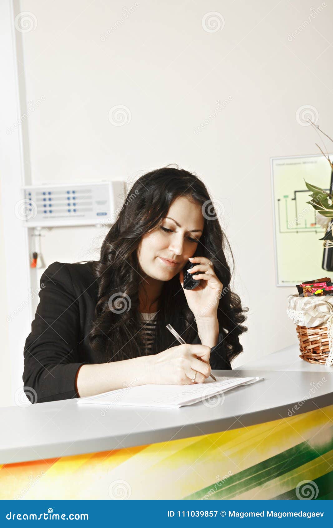 Secretary on phone stock image. Image of profession - 111039857