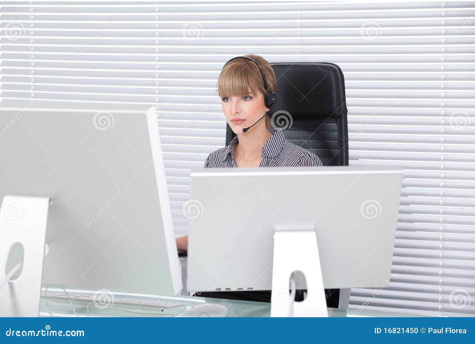 Secretary Portrait in a Clean High Tech Office Stock Photo - Image of ...
