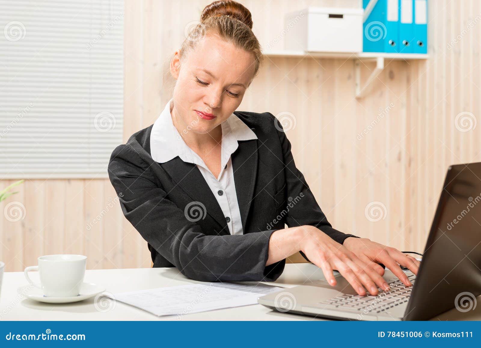 Secretary Prints the Text of the Document Stock Photo - Image of desk ...