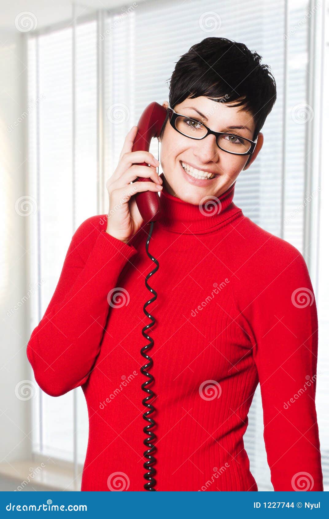 Secretary in red stock photo. Image of online, hotline - 1227744