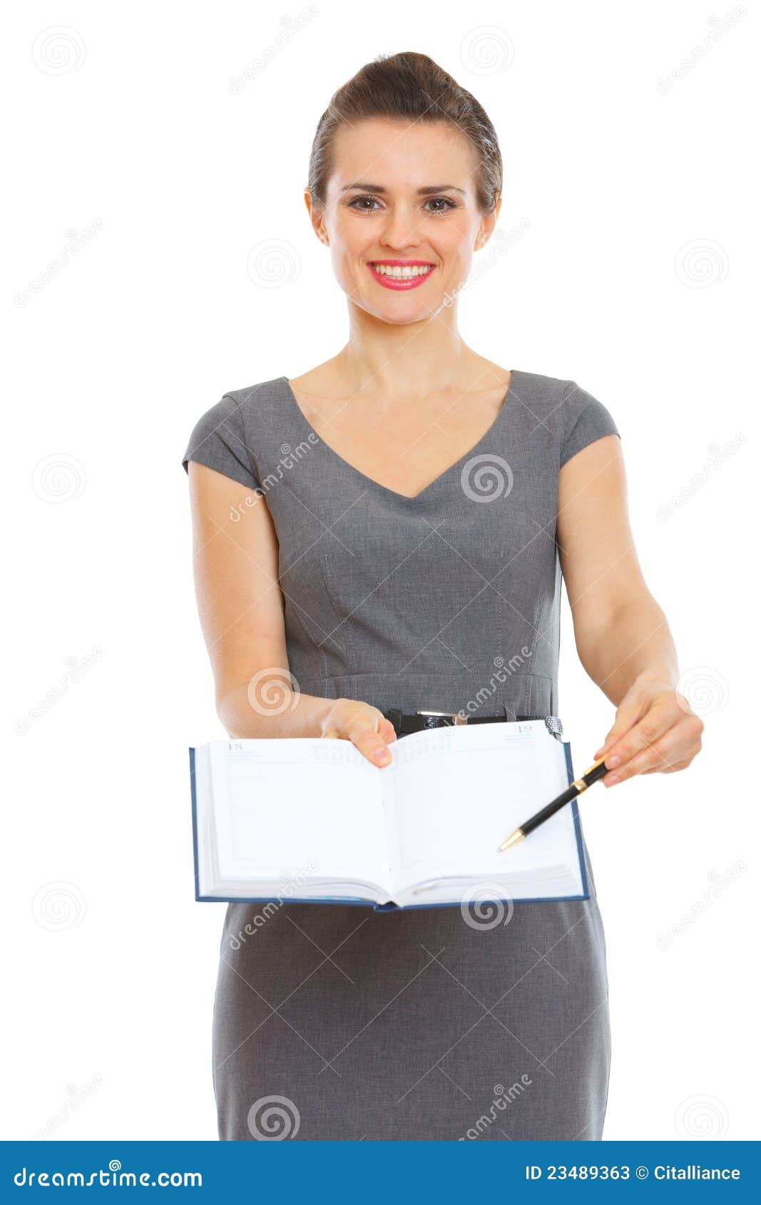 Secretary Showing Something in Notepad Stock Image - Image of white ...