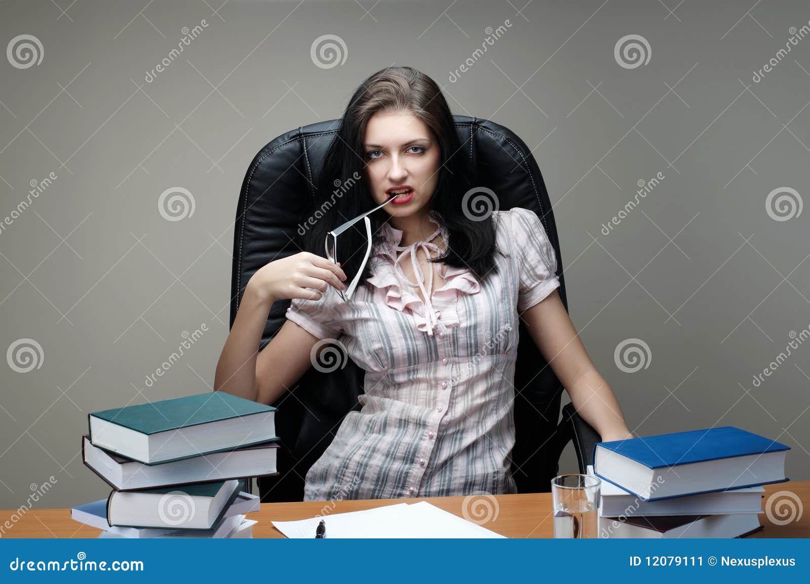 Secretary sit at the table stock image. Image of human - 12079111