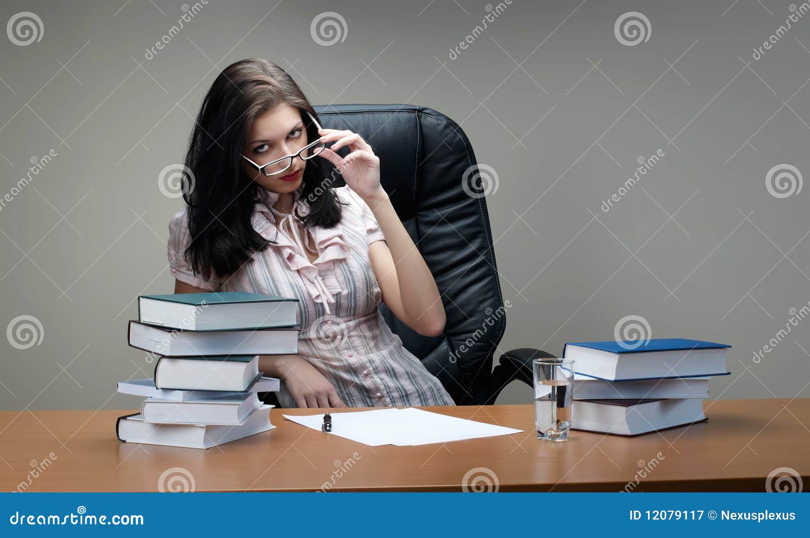 Secretary sit at the table stock image. Image of indoors - 12079117