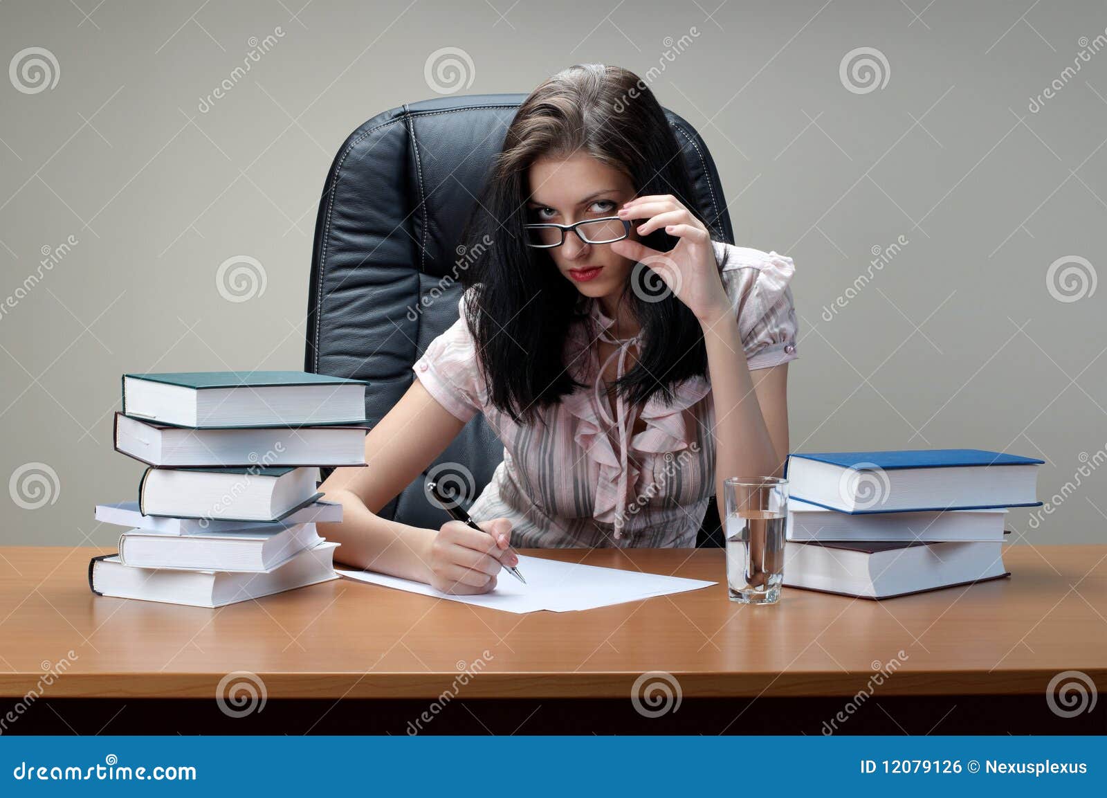 Secretary sit at the table stock photo. Image of business - 12079126