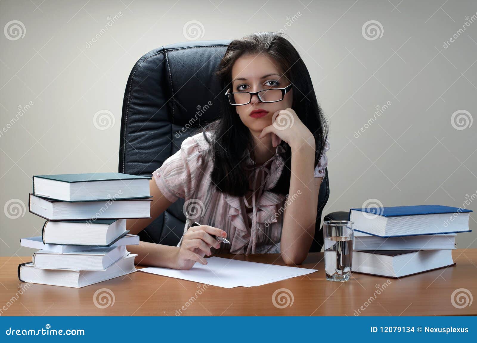 Secretary sit at the table stock photo. Image of people - 12079134