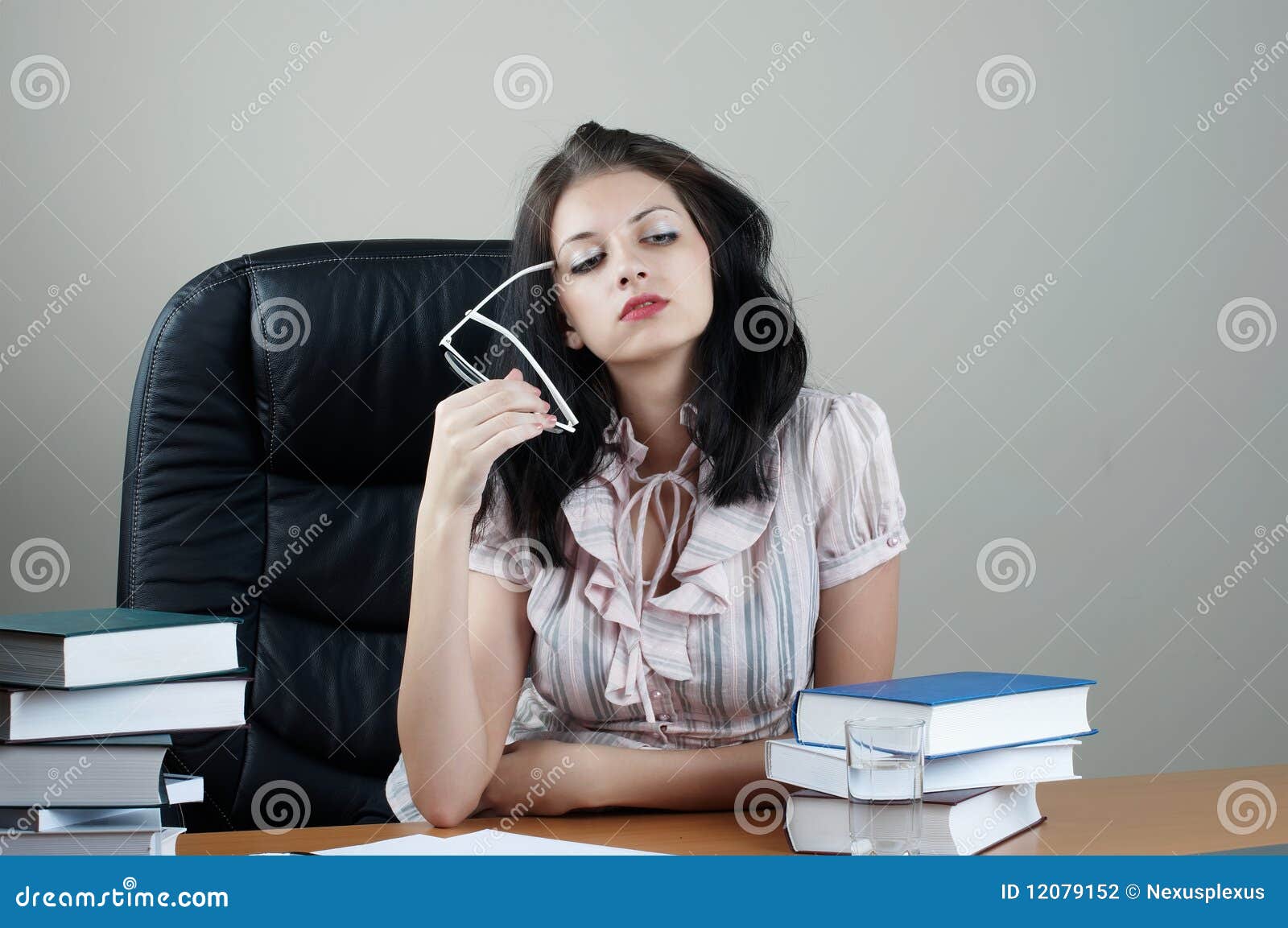 Secretary sit at the table stock photo. Image of glasses - 12079152