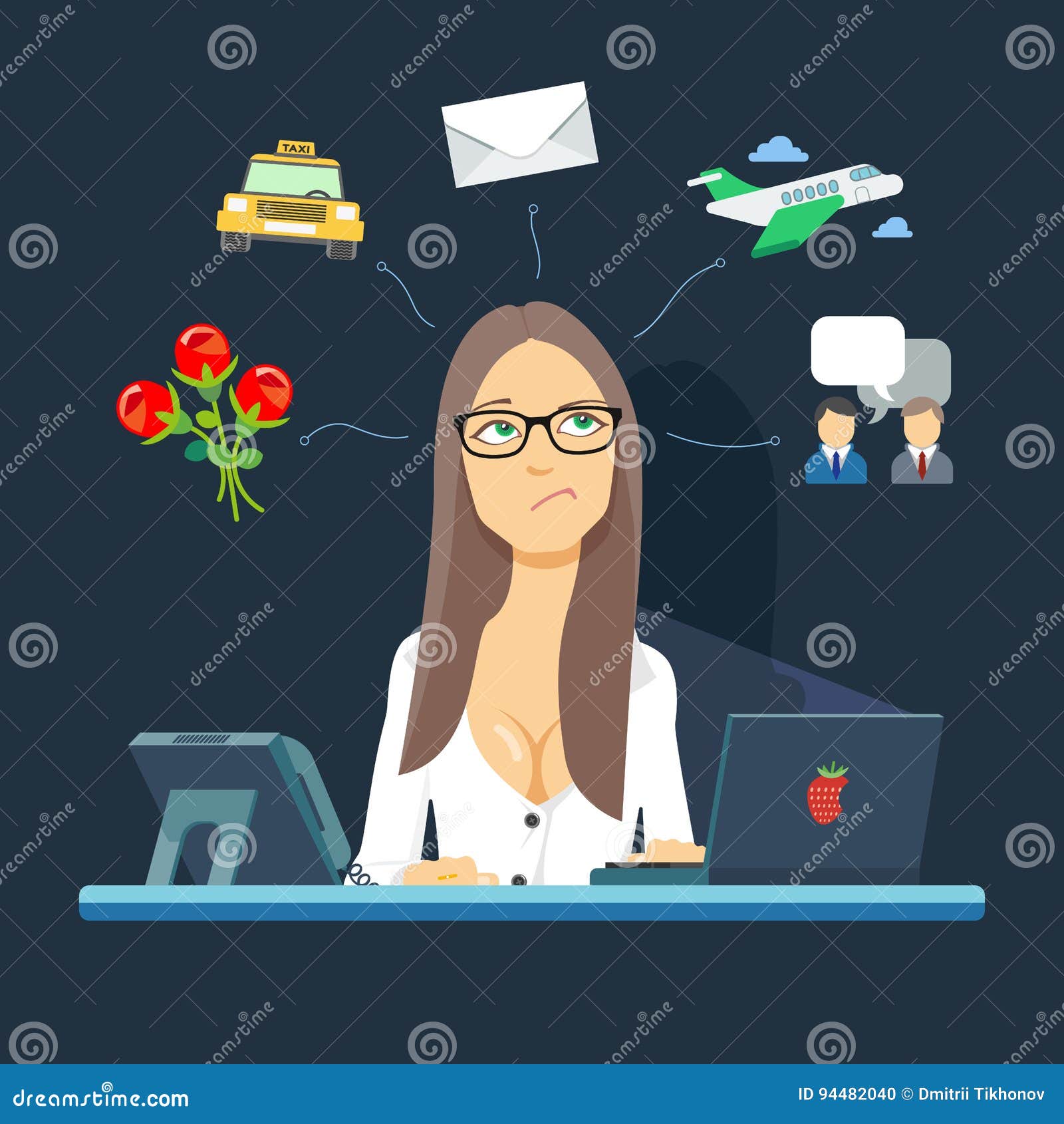 Secretary Sit on the Workplace. Available in High-resolution an Stock ...