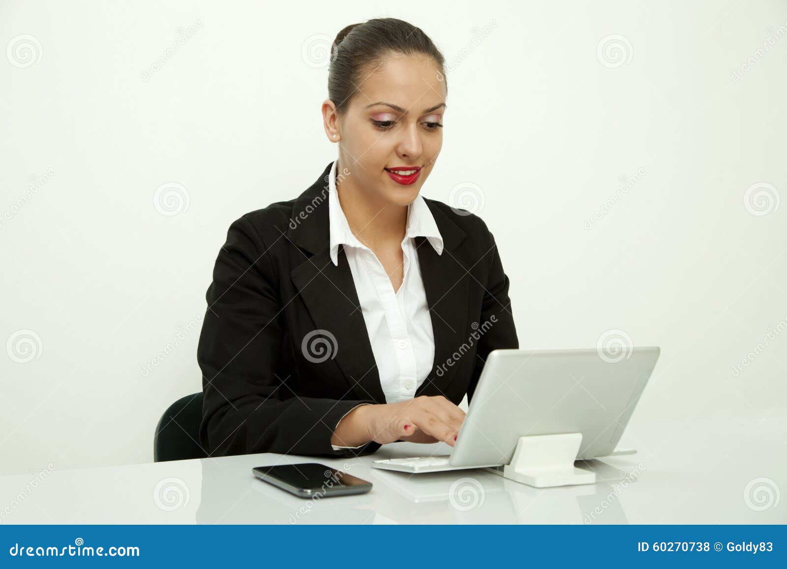 Secretary Sitting in the Office Stock Photo - Image of collar, people ...