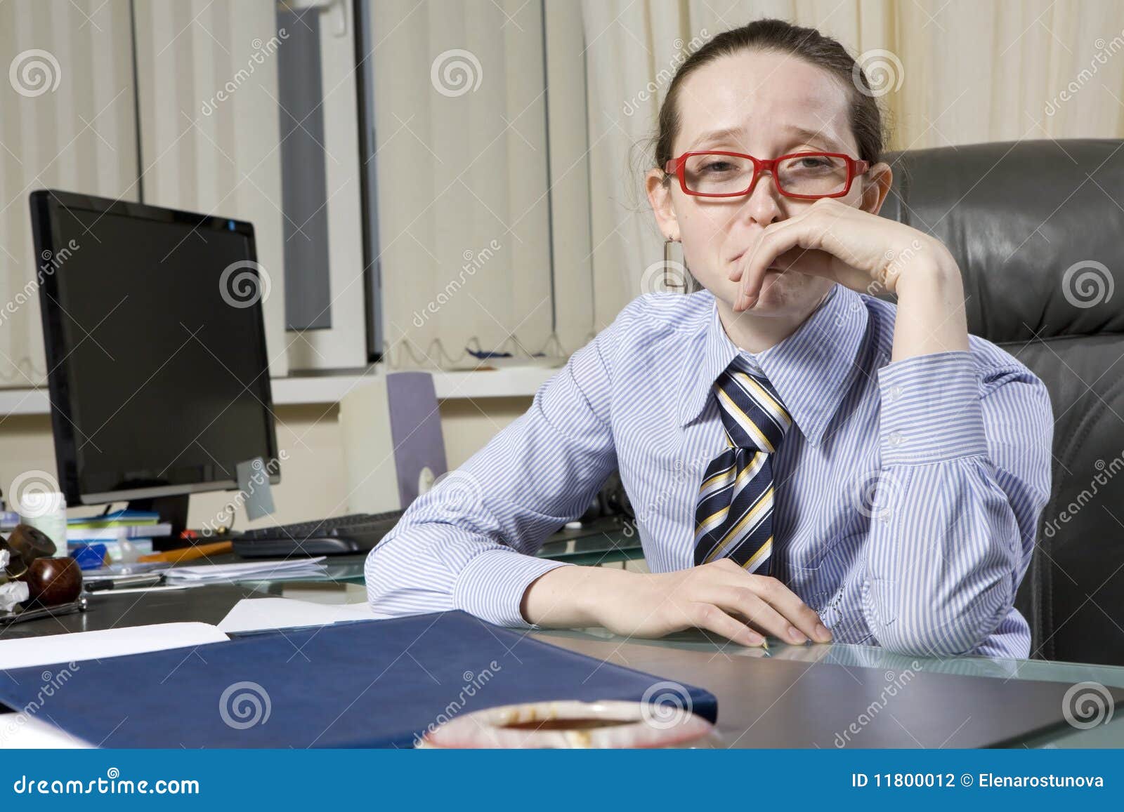 Secretary sitting at table stock photo. Image of colleague - 11800012