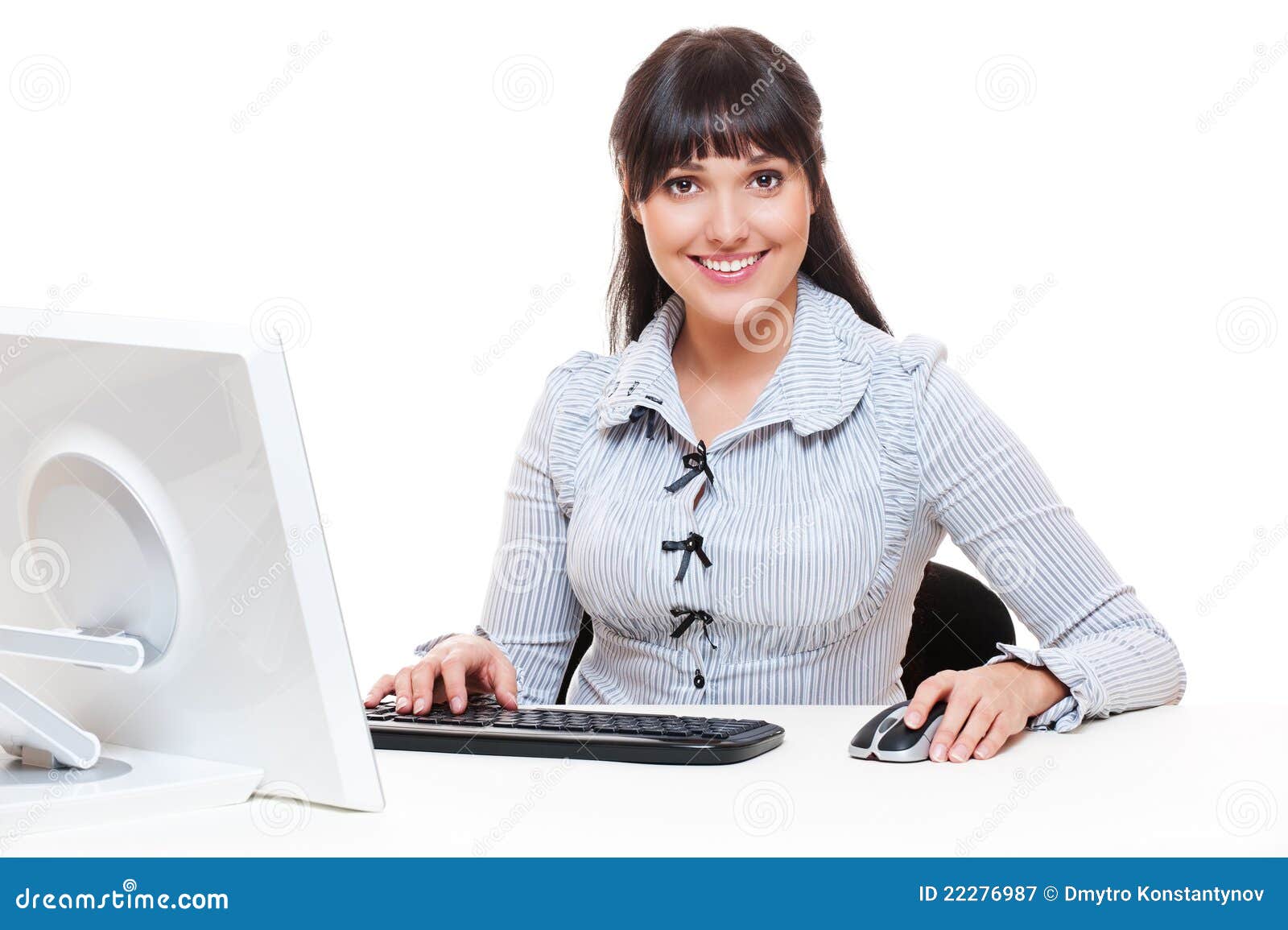 Secretary Sitting on Workplace Stock Image - Image of caucasian, office ...