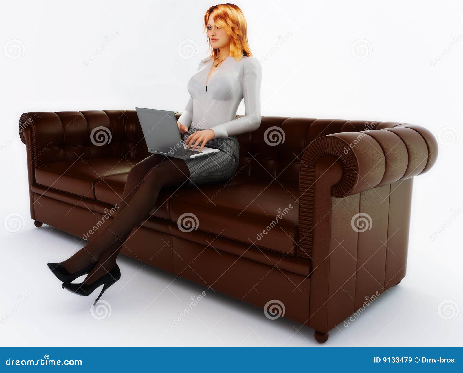 Secretary on sofa stock illustration. Illustration of clothing - 9133479