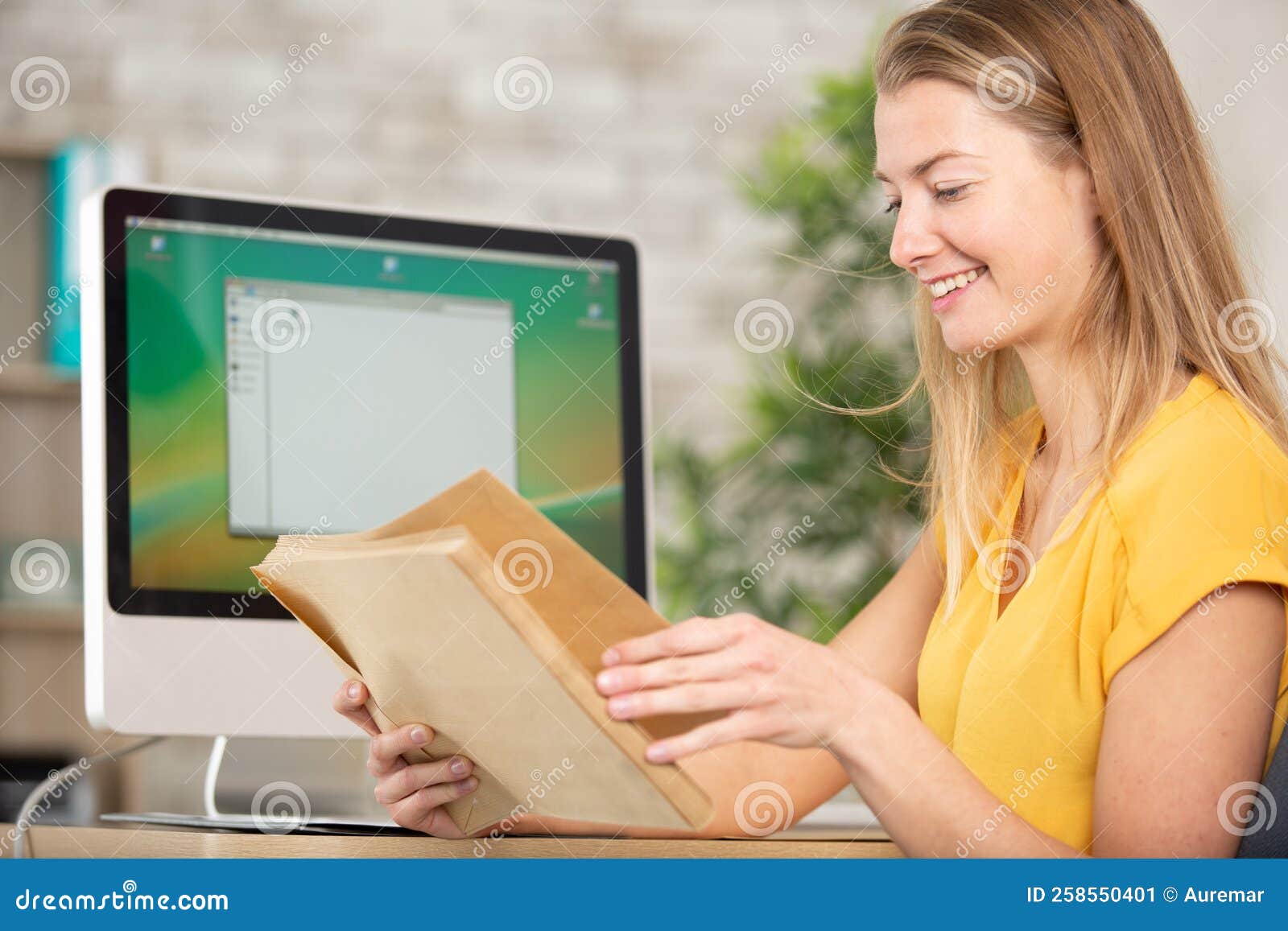 Secretary Sorting Bundle Envelopes in Office Stock Image - Image of ...
