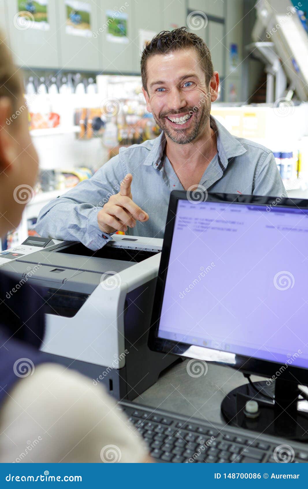 Secretary Talking To Customer Stock Photo - Image of smile, assistant ...