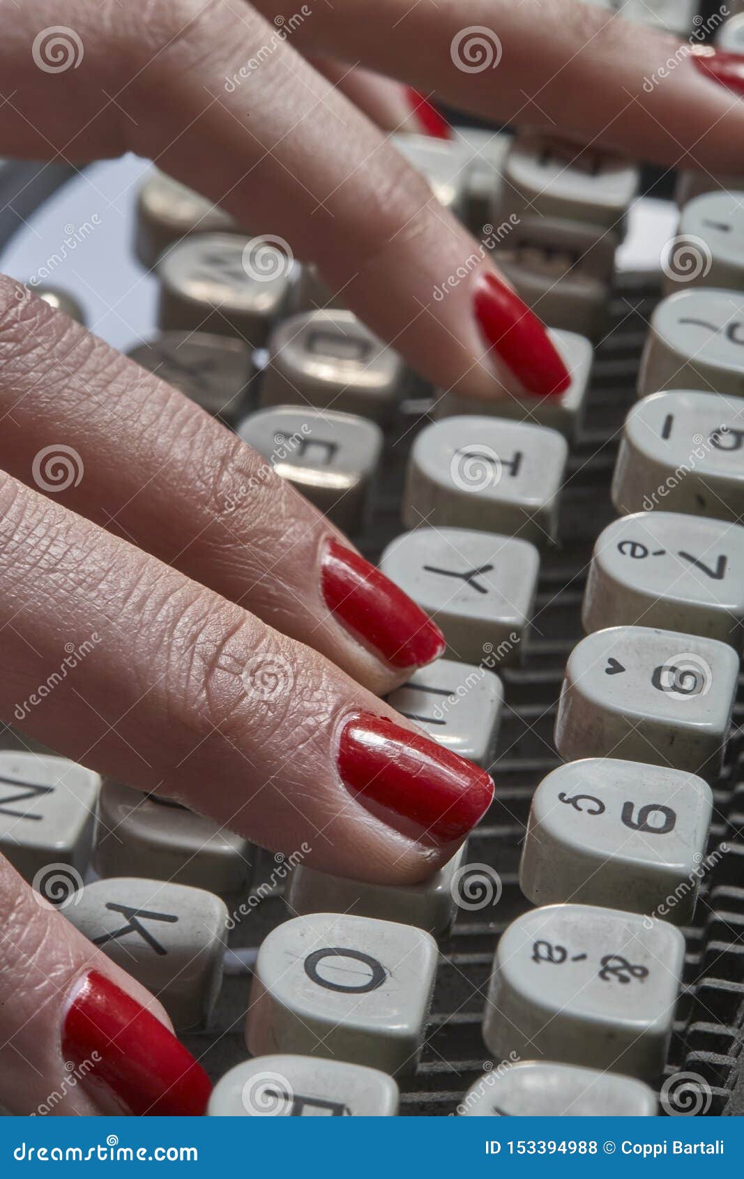 Hands of a Secretary with Typewriter on White Background Stock Photo ...