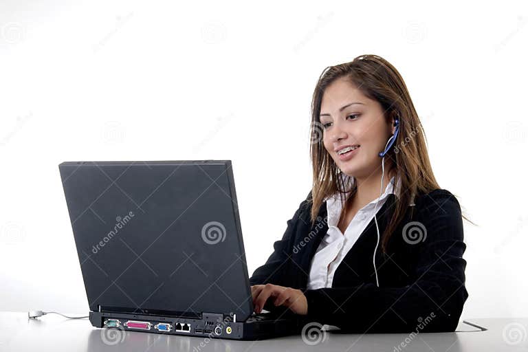 Secretary Typing Wearing Headset Stock Photo - Image of answer ...