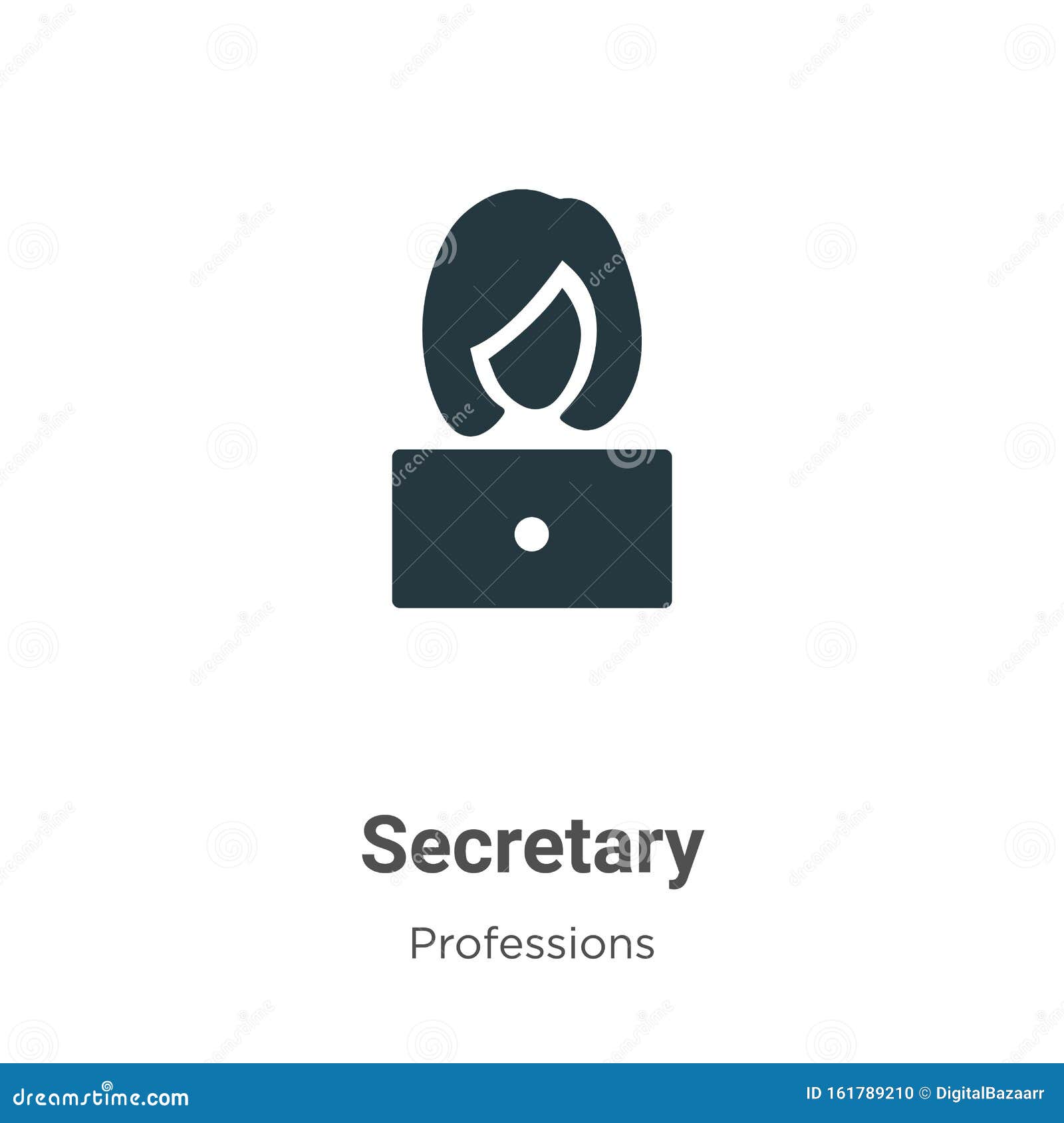 Secretary Vector Icon on White Background. Flat Vector Secretary Icon ...