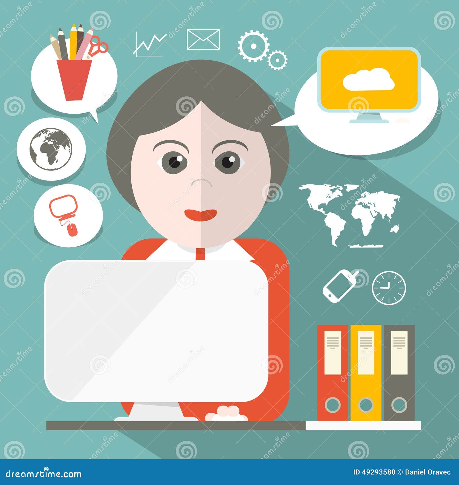 Secretary Vector Illustration Stock Vector - Illustration of female ...