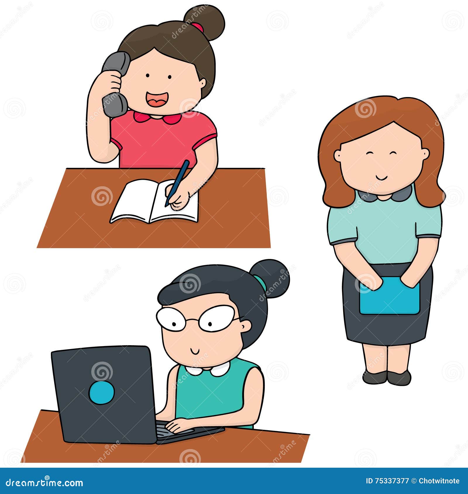 Secretary stock vector. Illustration of draw, icon, notepad - 75337377