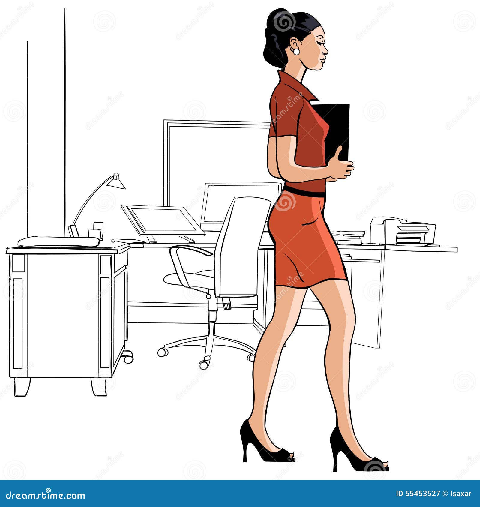 Secretary Walking in an Office - Illustration Stock Vector ...