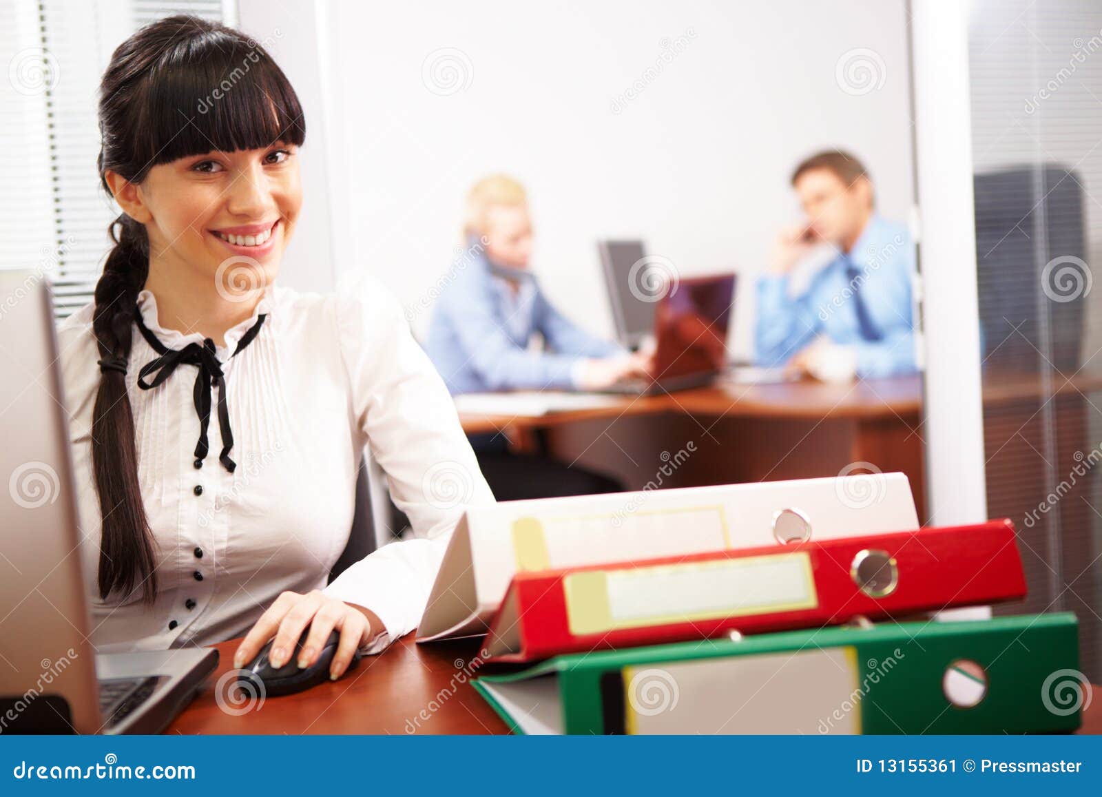 Secretary at work stock image. Image of brunette, chief - 13155361