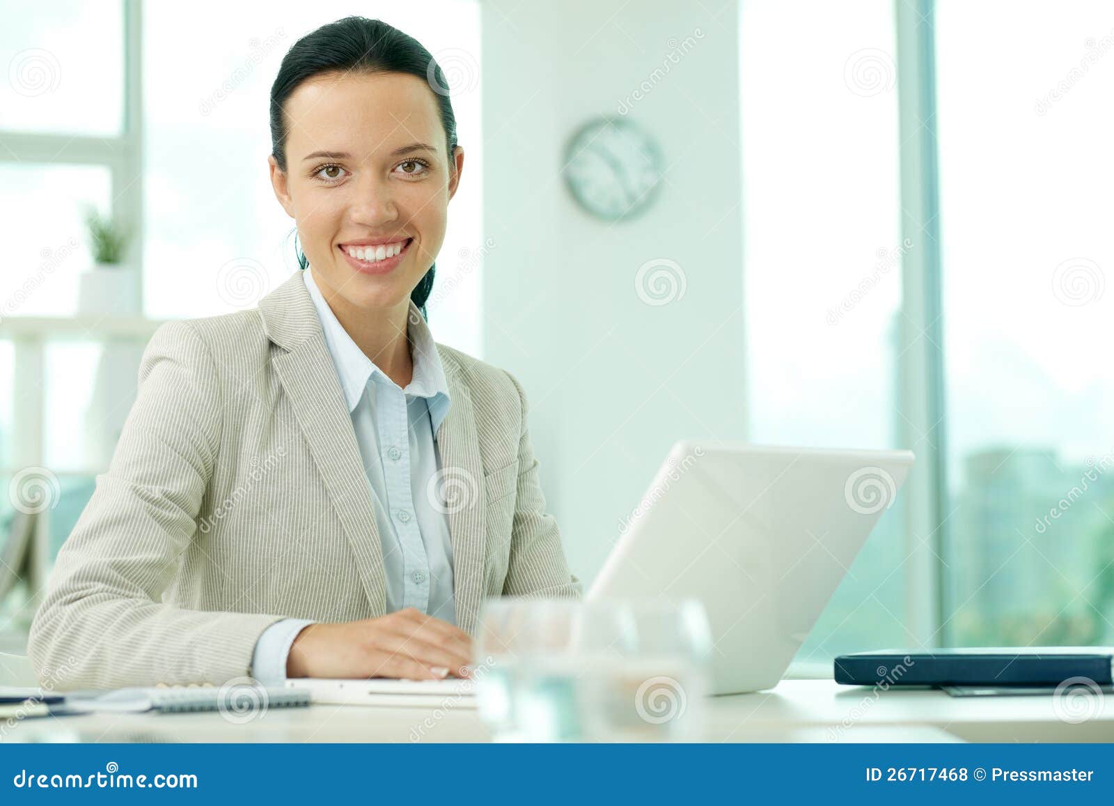 Secretary at work stock photo. Image of brunette, female - 26717468