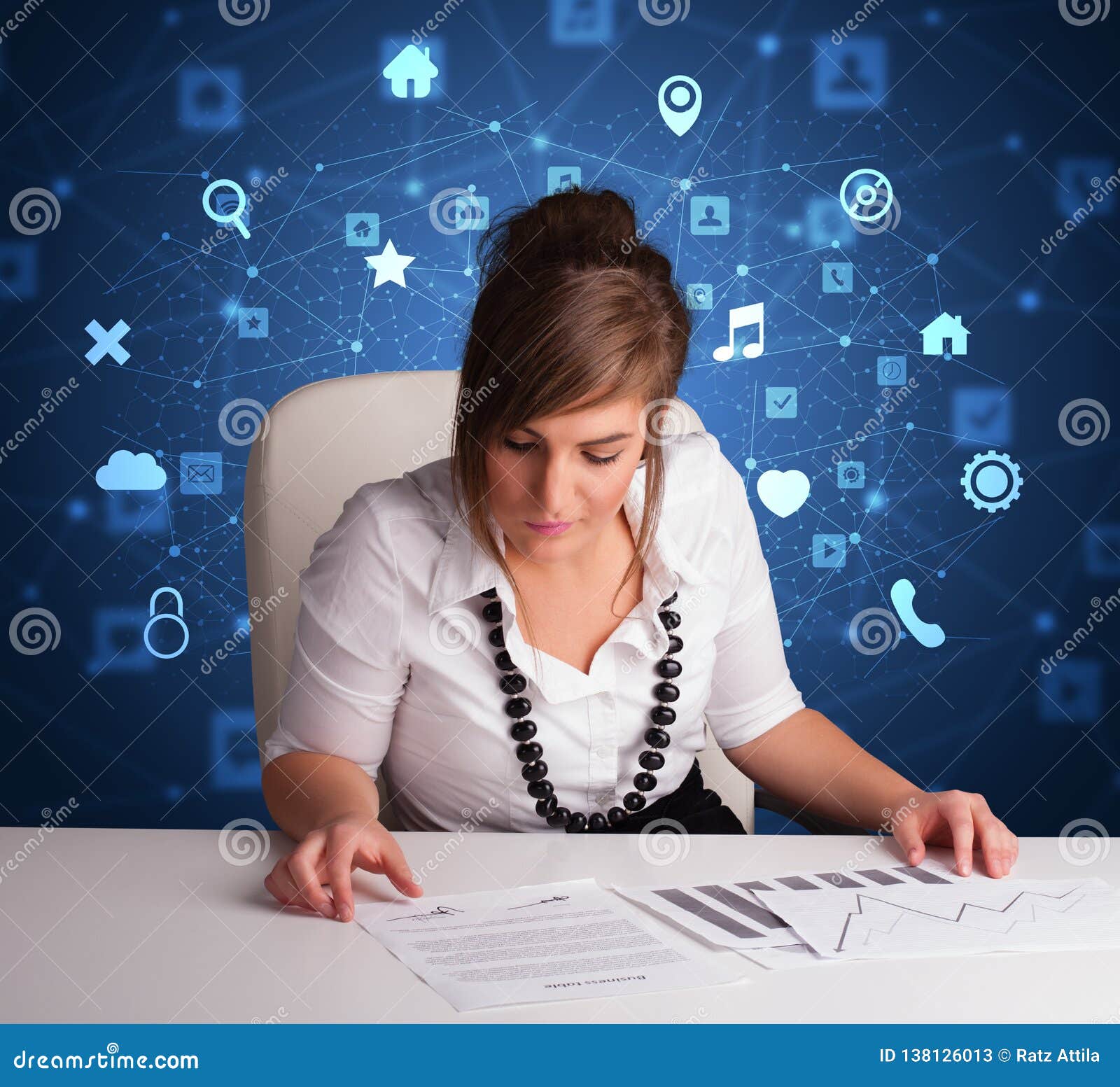 Secretary Work with Multitask Concept Stock Image - Image of contacts ...