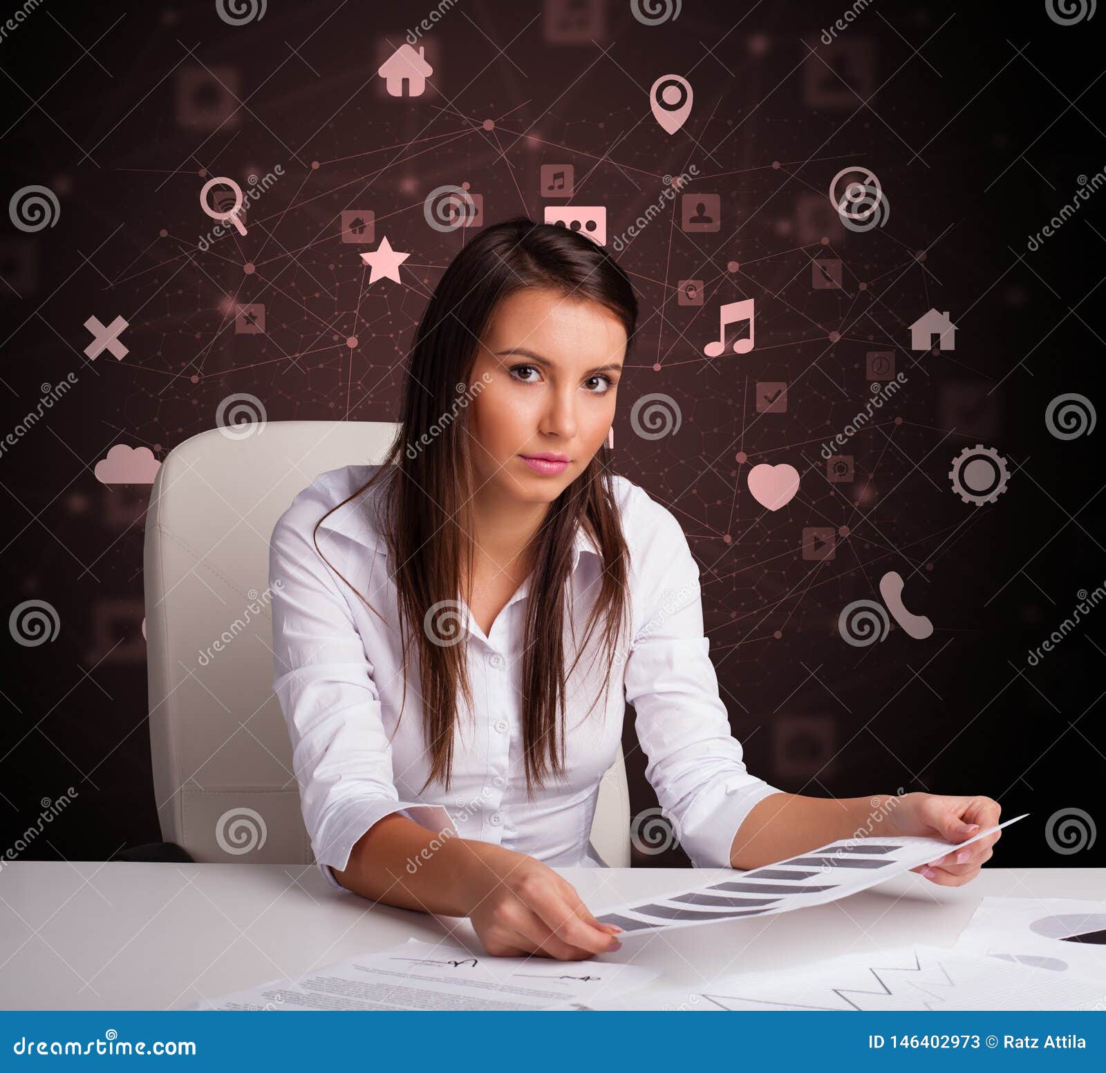 Secretary Work with Multitask Concept Stock Image - Image of network ...