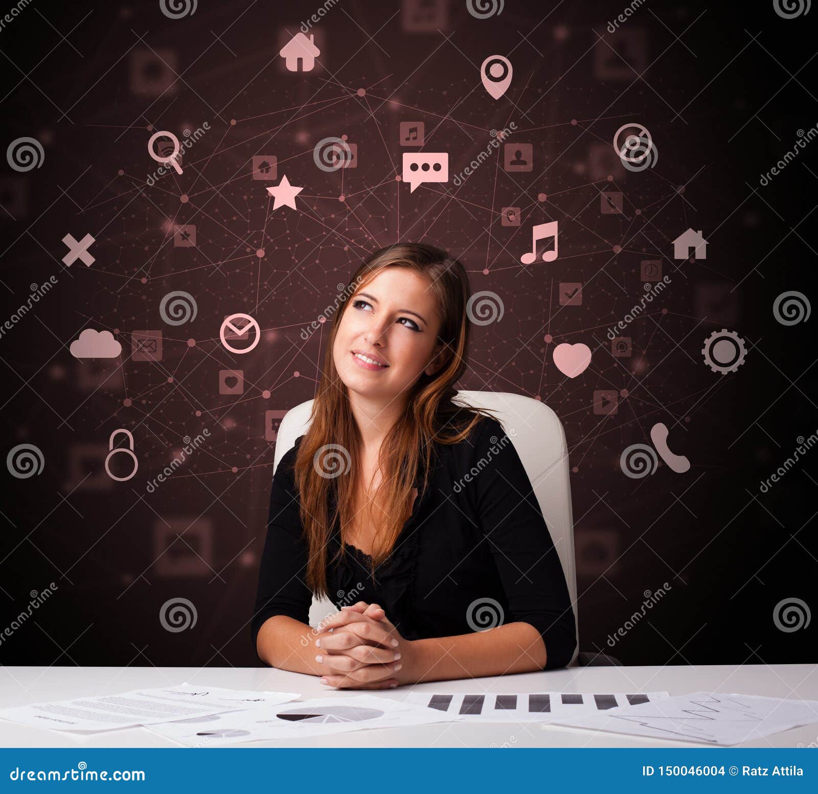 Secretary Work with Multitask Concept Stock Photo - Image of data, lock ...