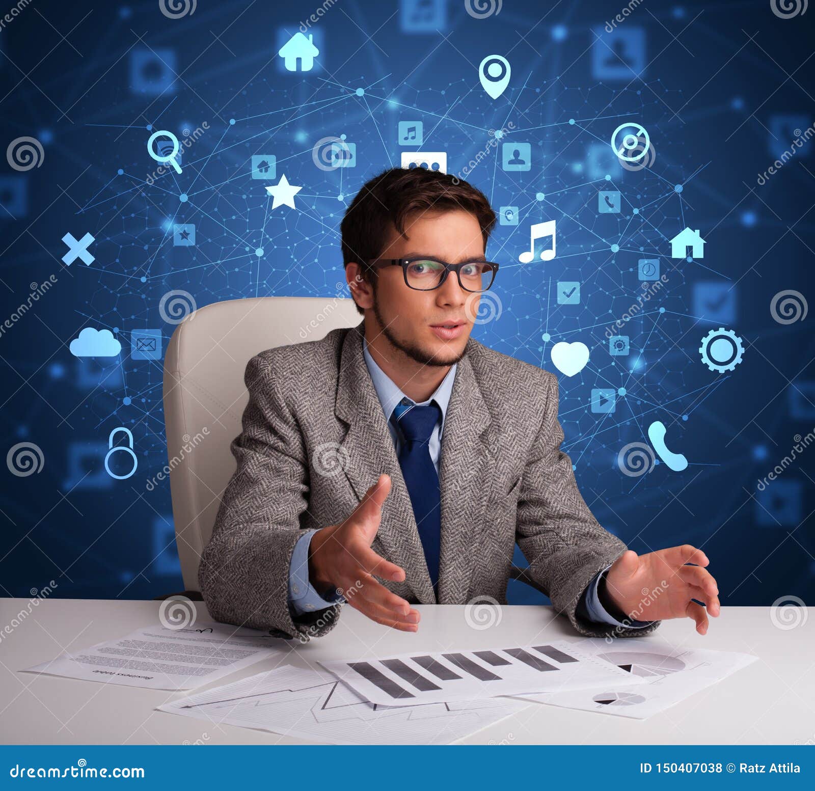 Secretary Work with Multitask Concept Stock Photo - Image of handle ...