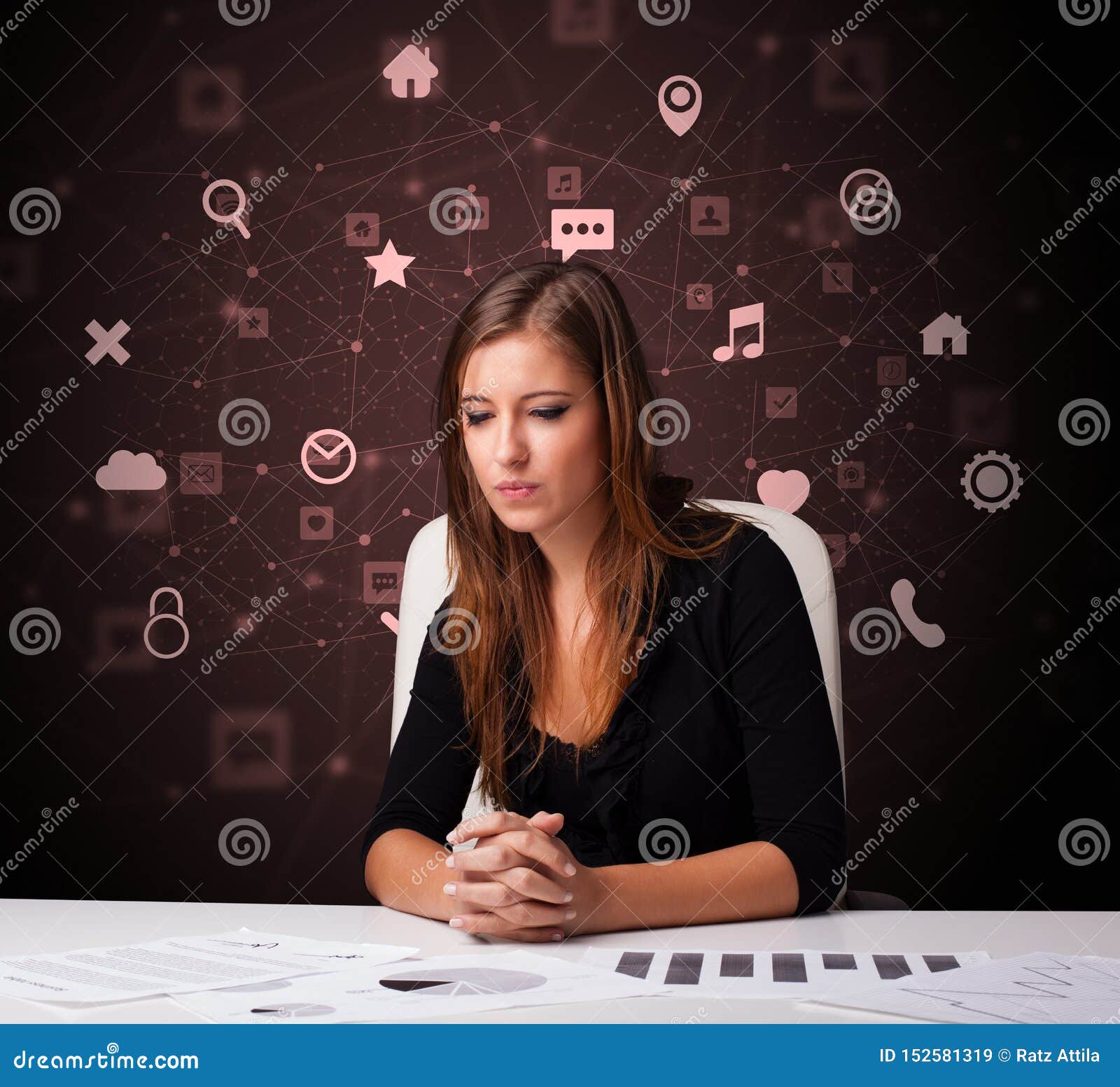 Secretary Work with Multitask Concept Stock Image - Image of call ...