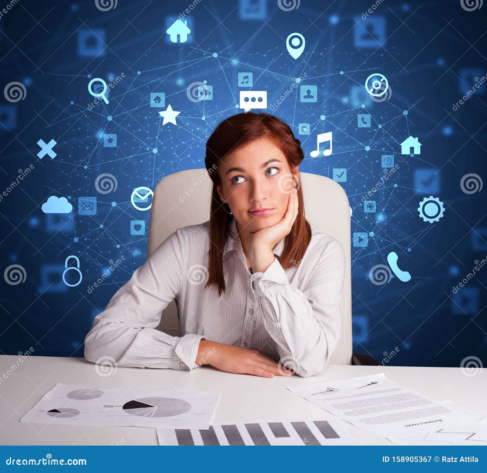 Secretary Work with Multitask Concept Stock Image - Image of home ...