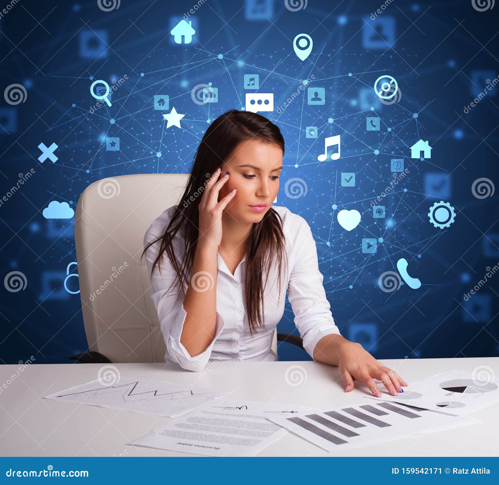 Secretary Work with Multitask Concept Stock Image - Image of business ...