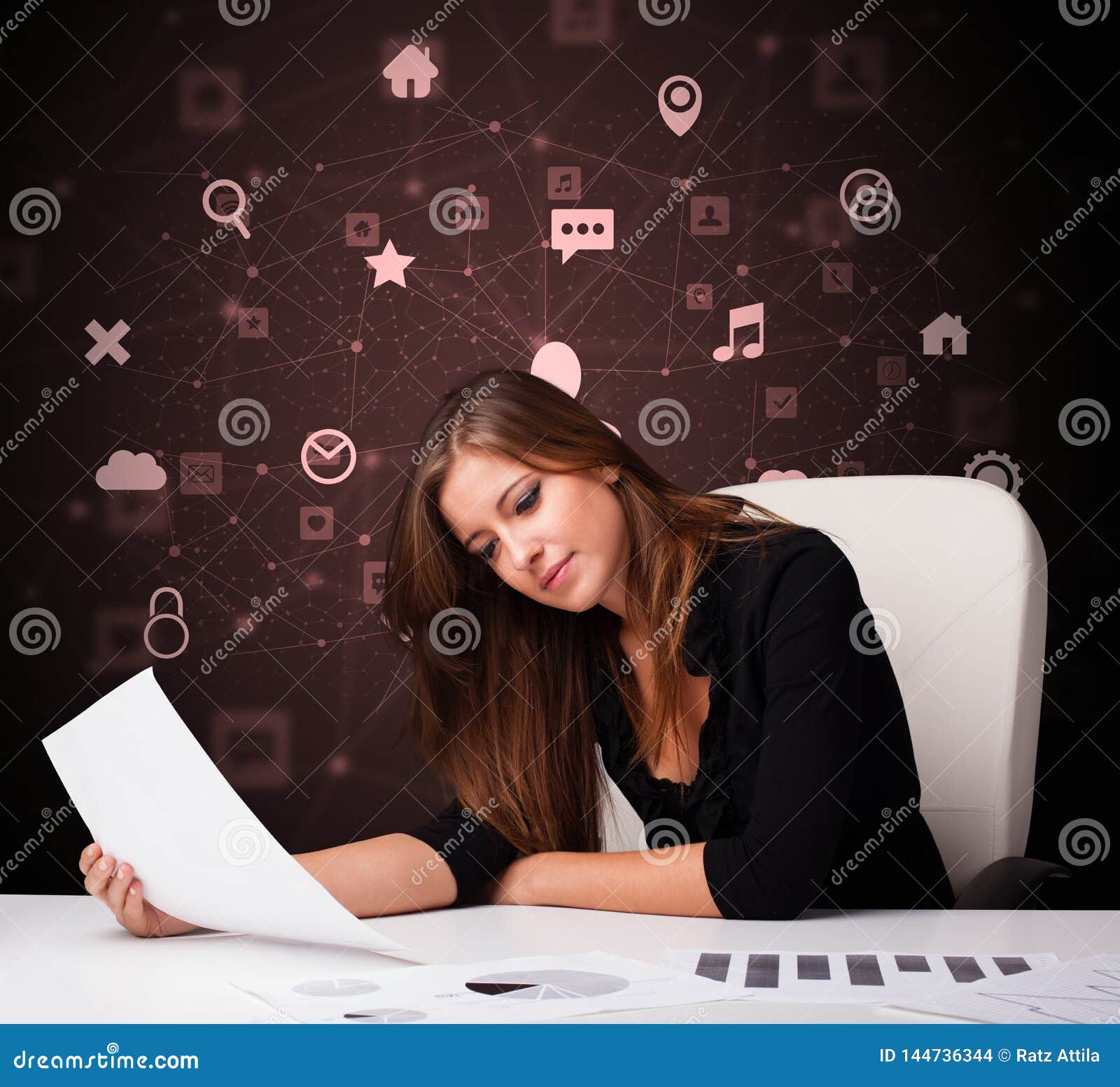 Secretary Work with Multitask Concept Stock Photo - Image of network ...