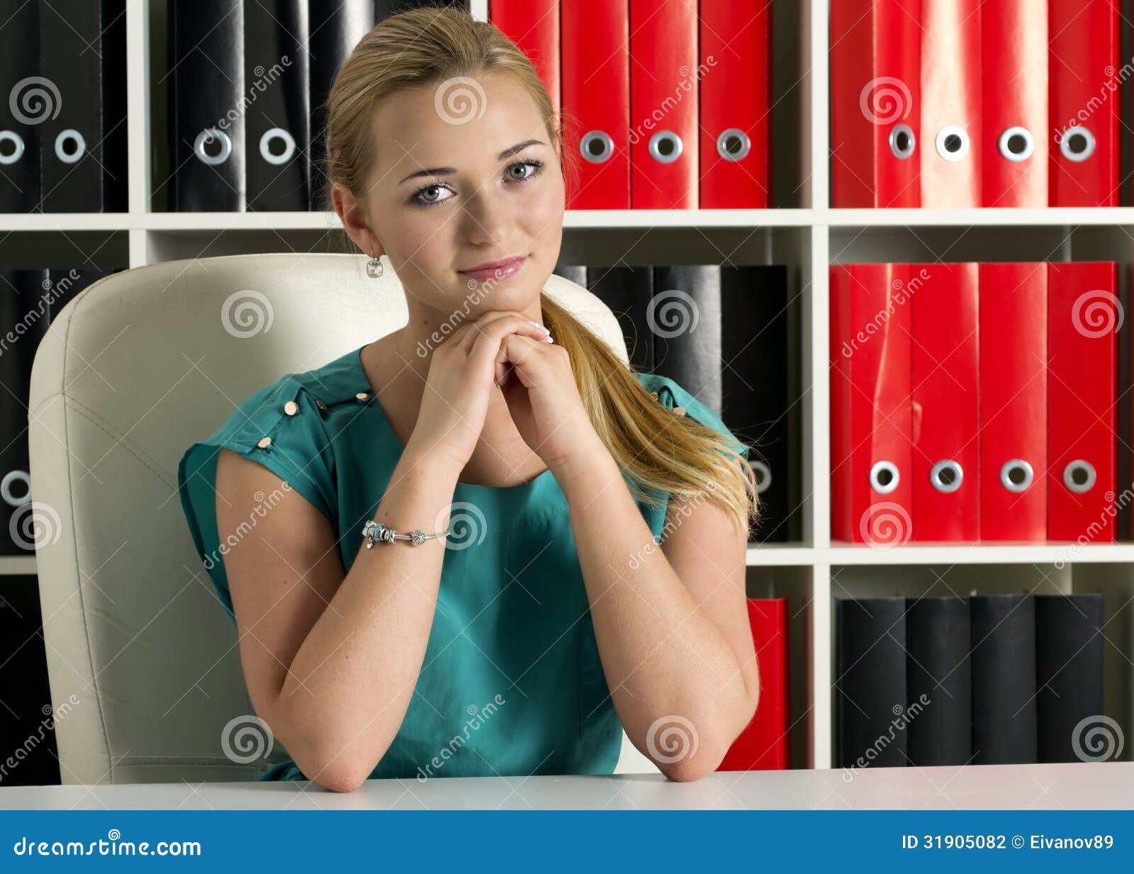 Secretary at work stock photo. Image of folder, folders - 31905082
