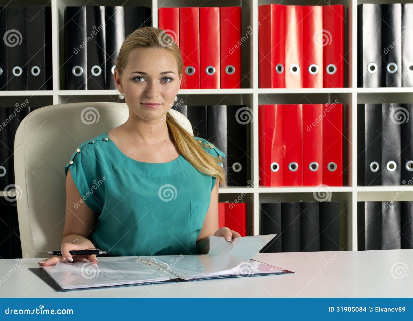 Secretary at work stock photo. Image of girl, female - 31905084