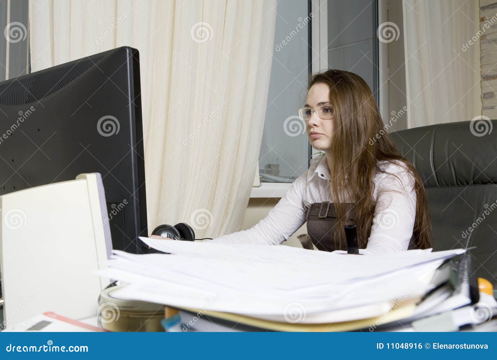 Secretary Working at Laptop Stock Photo - Image of working, laptop ...